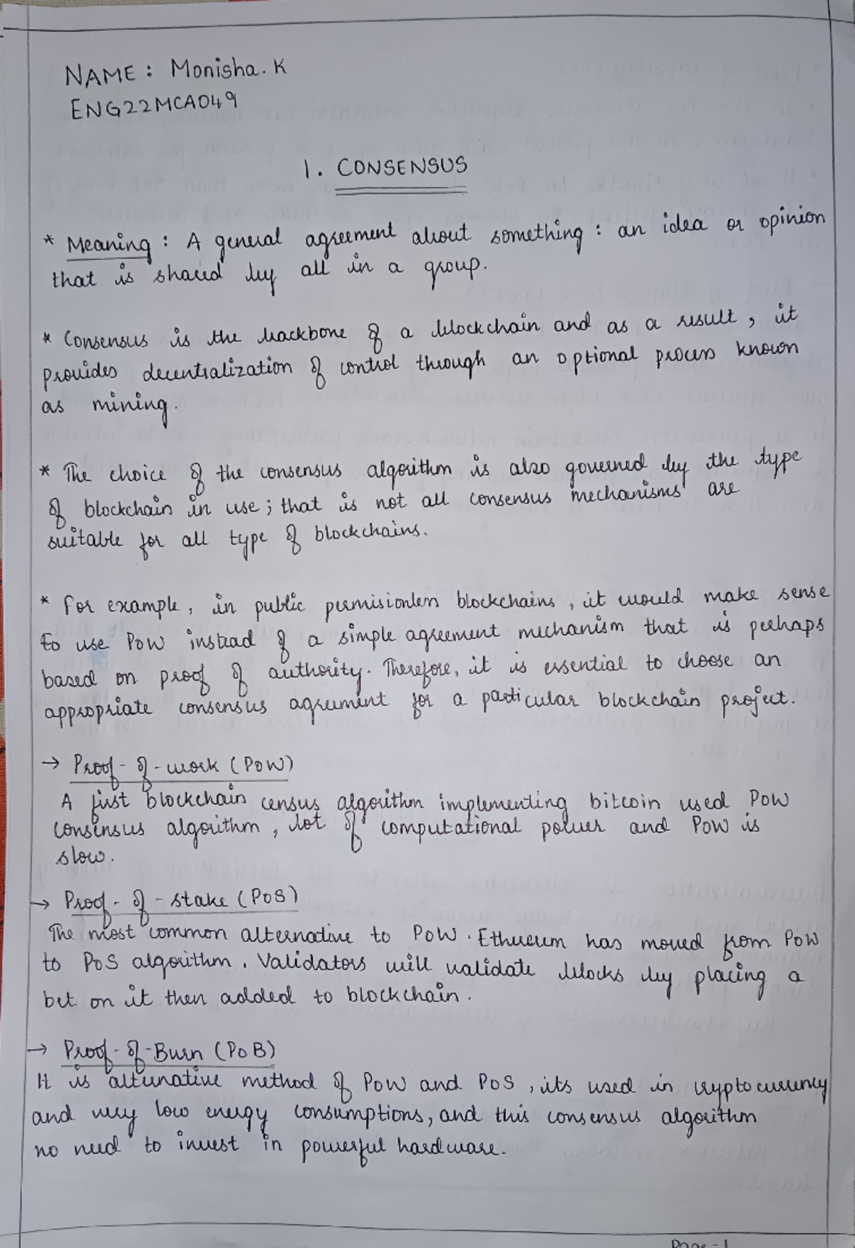 Monisha K (ENG22MCA049) Block Chain - NAME : Monisha. ENG22 MCAO4 9 ...