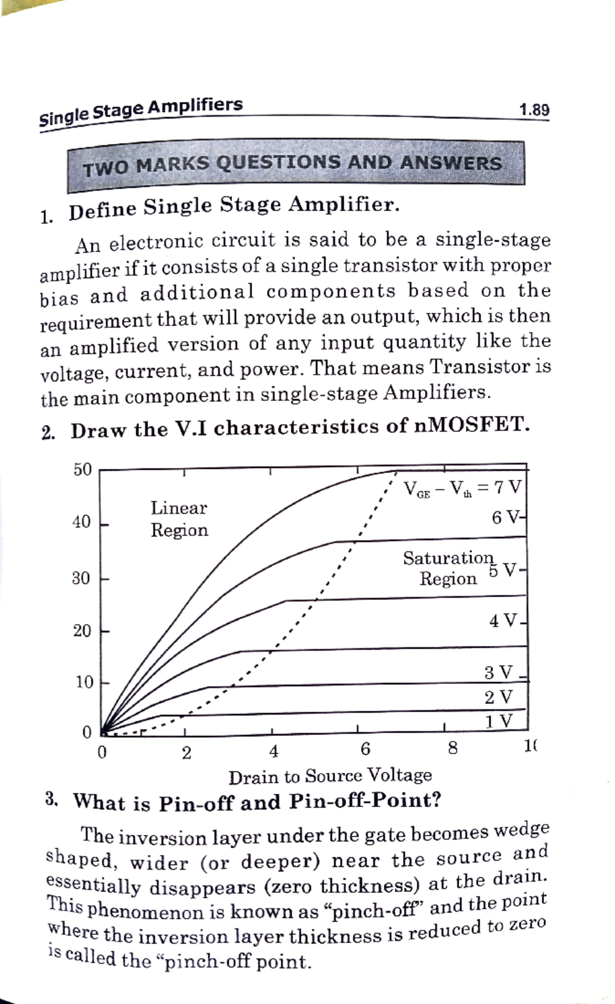 AIC-2 Marks UNIT-1 - Single Stage Amplifiers TWO MARKS QUESTIONS AND ...