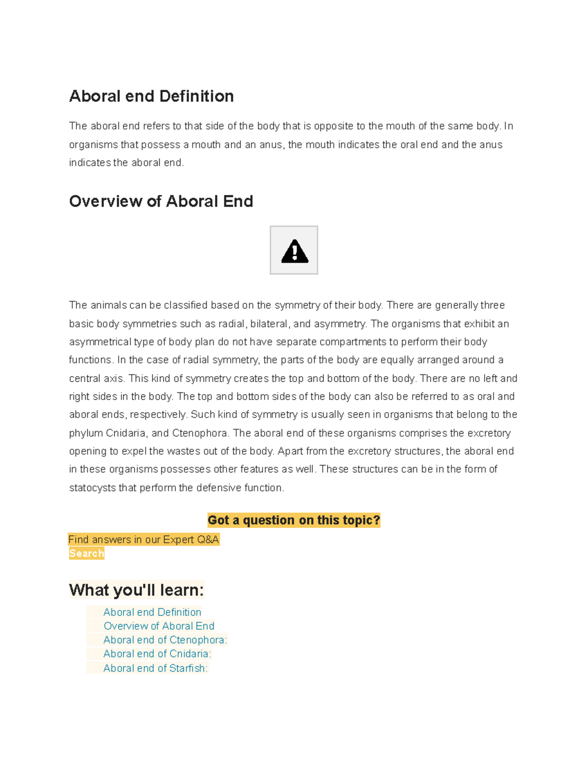 Biology (18) - Aboral end Definition The aboral end refers to that side ...
