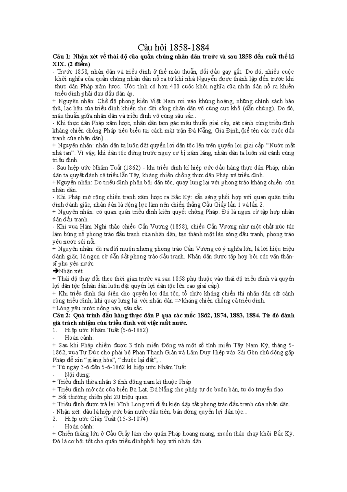 Câu-hỏi-1858 - Tập câu hỏi ôn tập giai đoạn 1858 - Câu hỏi 1858- Câu 1: Nhận xét về thái độ của ...