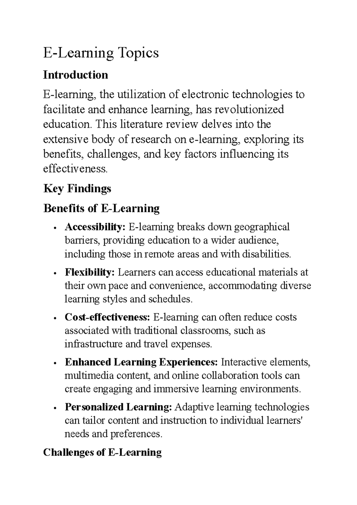 E-Leaning topics - it is help you - E-Learning Topics Introduction E ...