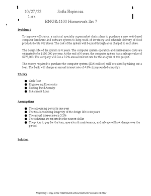 Homework 6 Engineering Problem Solving - ENGR:1100 Homework Set 6 Problem 2 Your company must ...