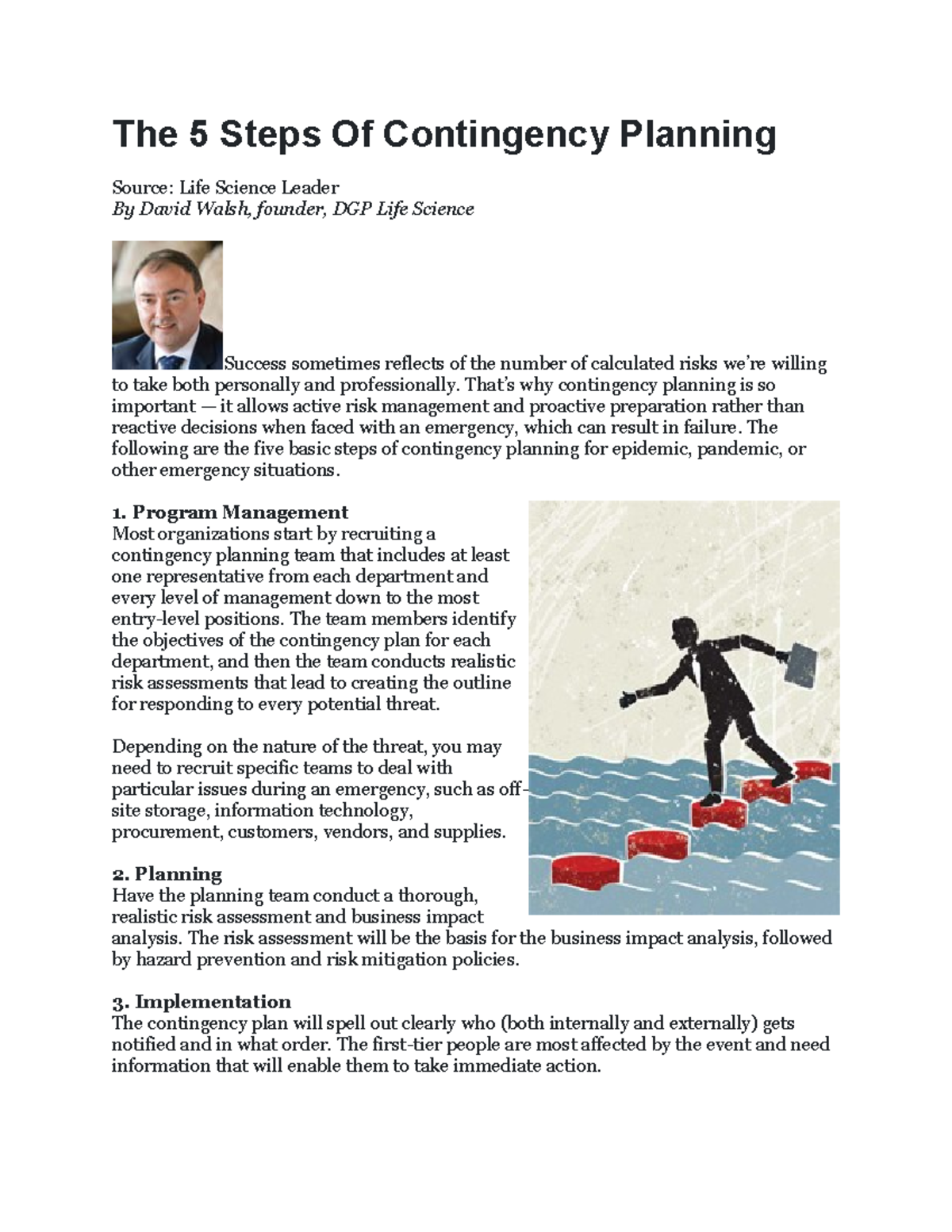 Disaster Risk Management - The 5 Steps Of Contingency Planning Source ...