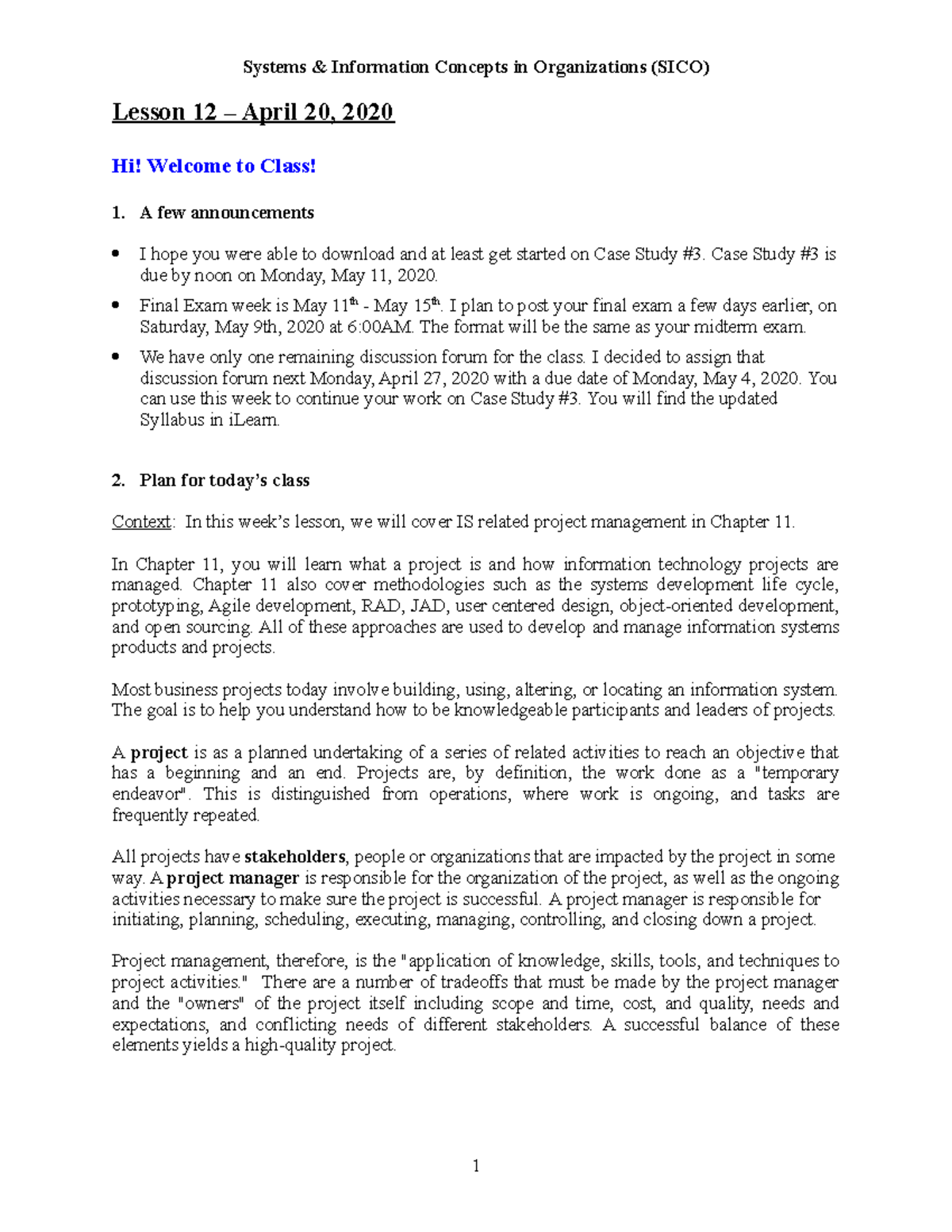 Lesson-12-Outline Spring 2020 - Lesson 12 – April 20, 2020 Hi! Welcome ...