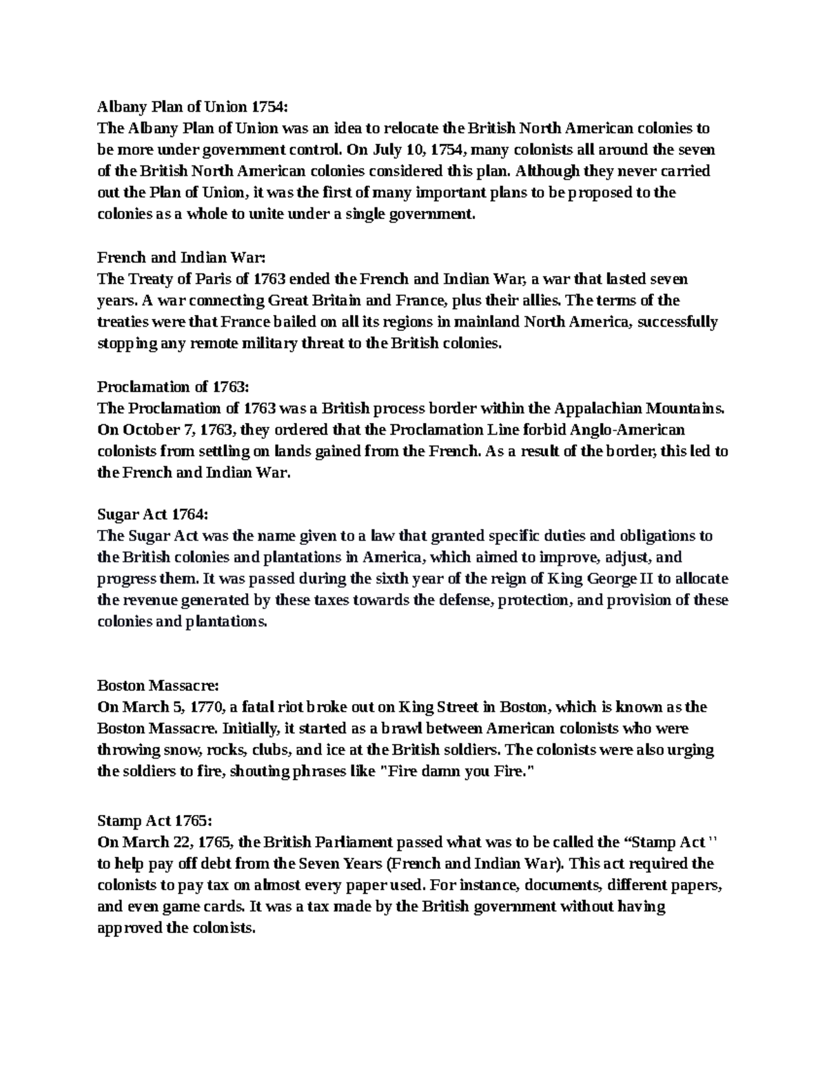 American Revalution Project - Google Docs - Albany Plan of Union 1754 ...