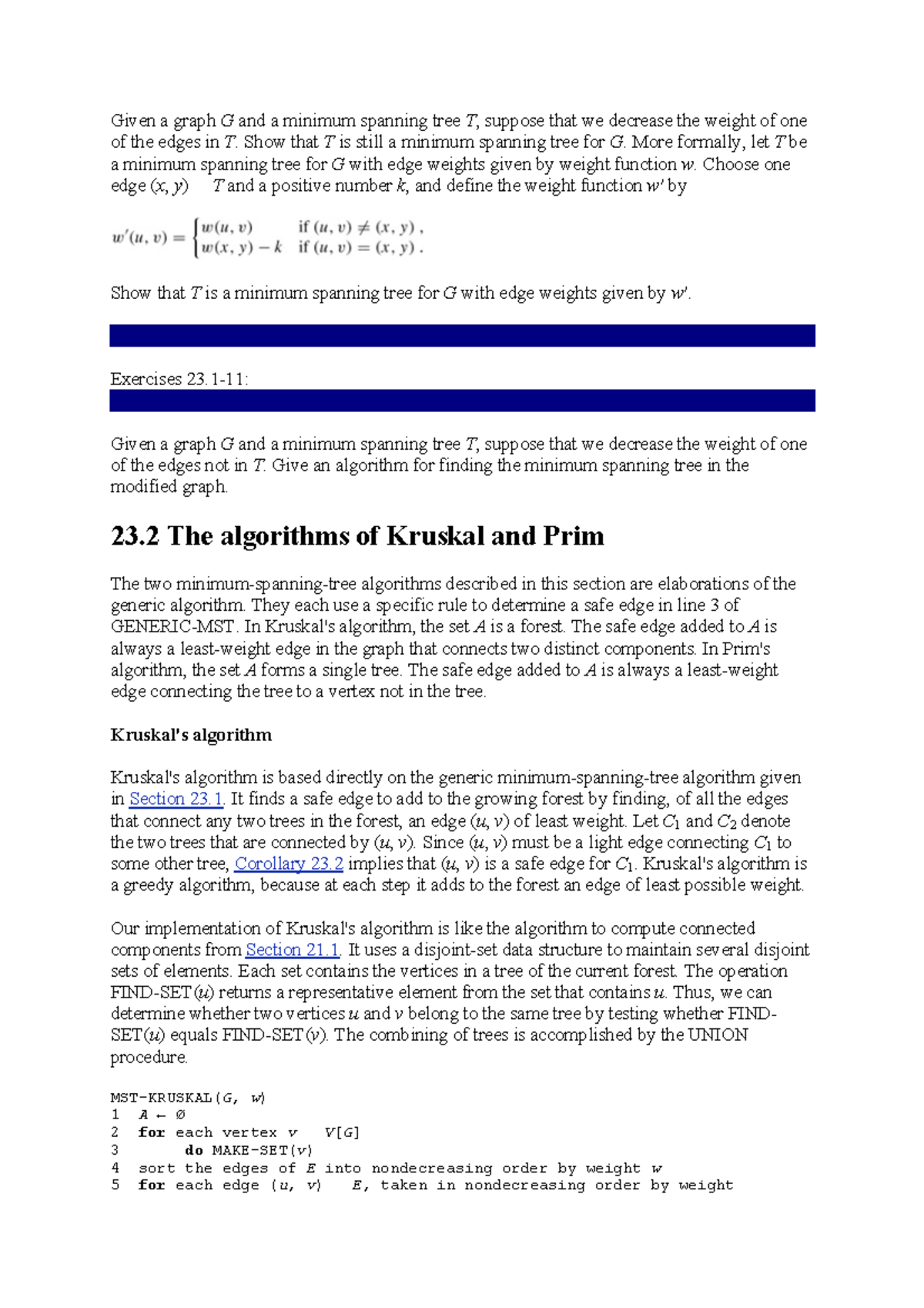 Algorithm Part 6 Minimum Spanning Trees Chapter 23 Given A Graph G