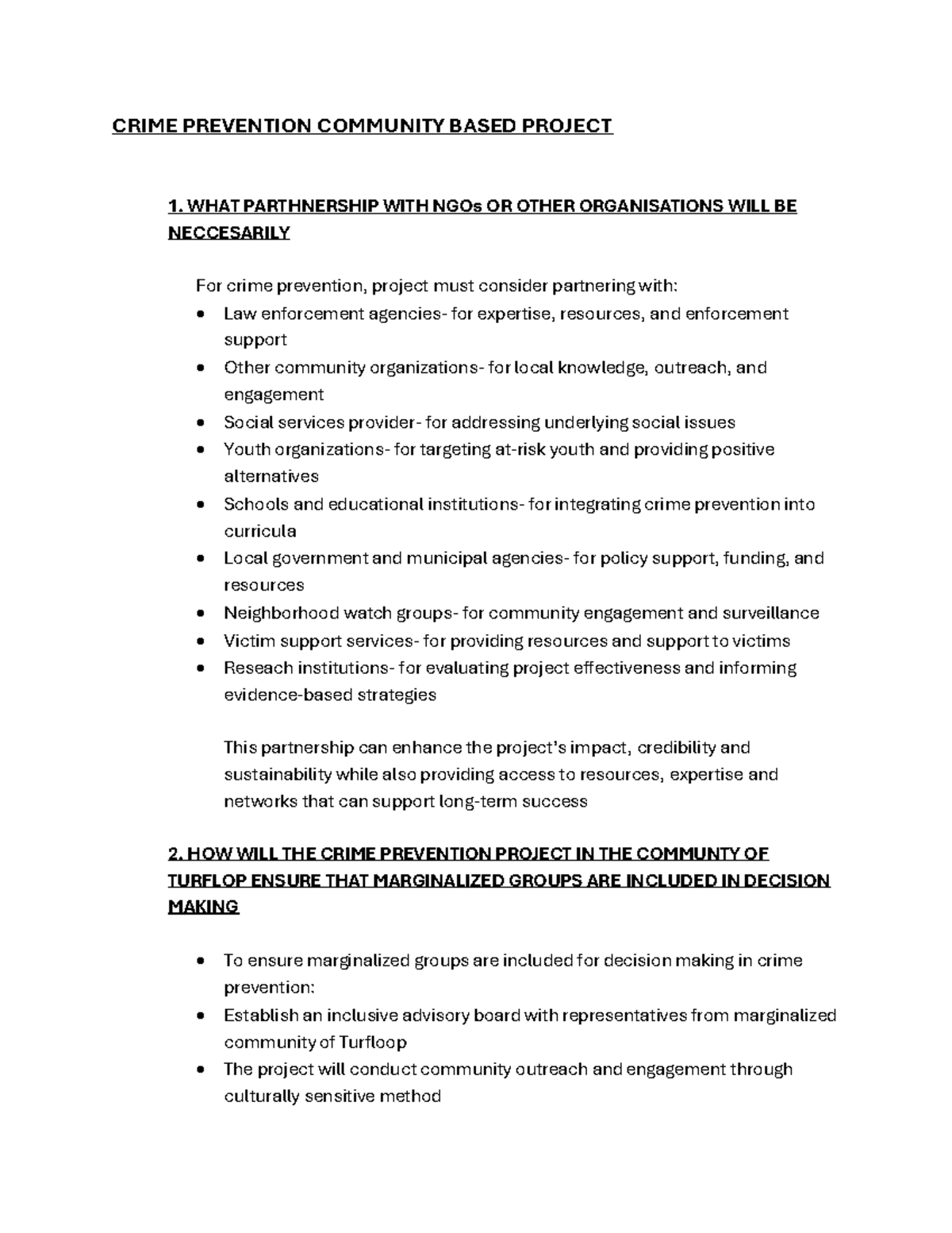 Crime prevention - ASSIGNMENT - CRIME PREVENTION COMMUNITY BASED ...