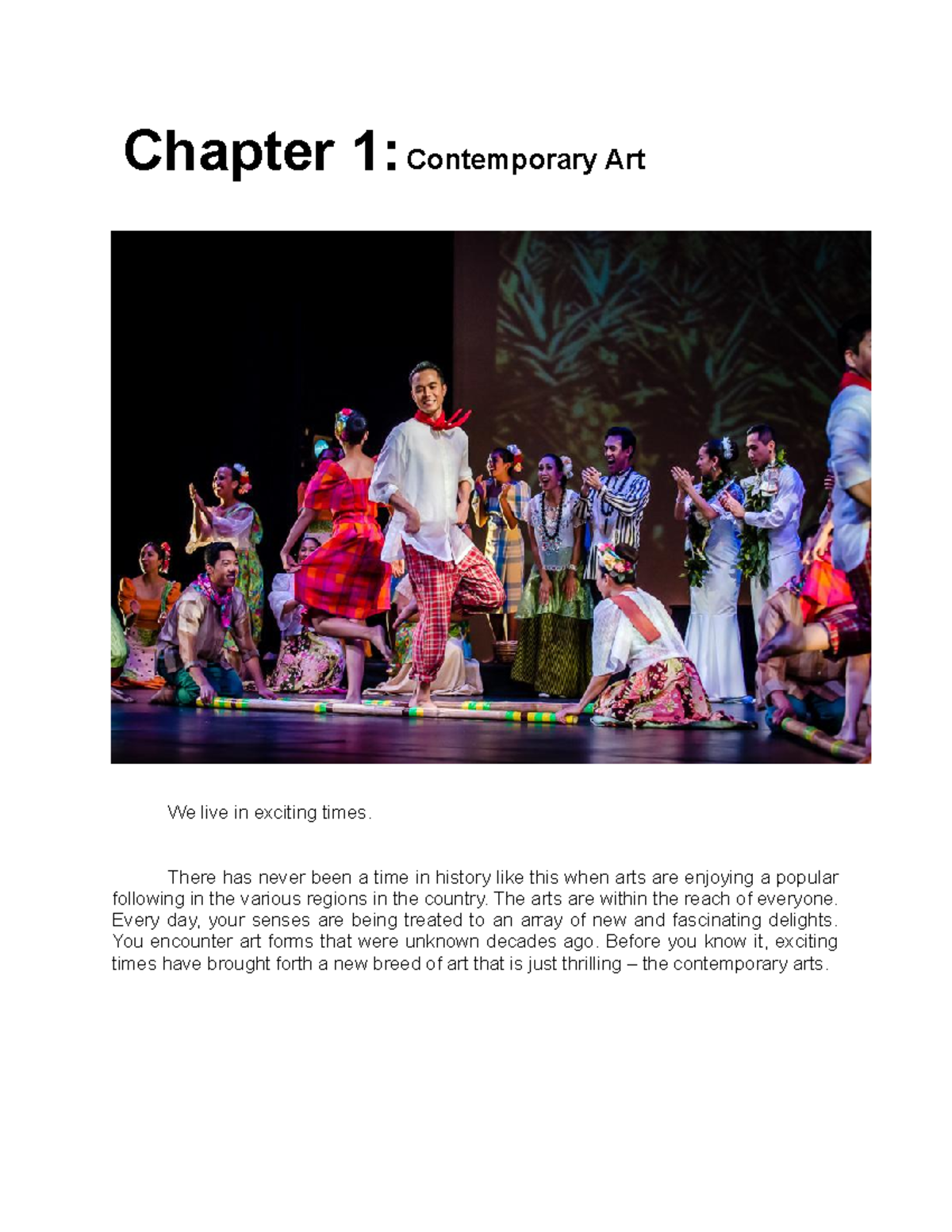 Core 12: Lesson 1 Contemporary Arts Module - We live in exciting times ...