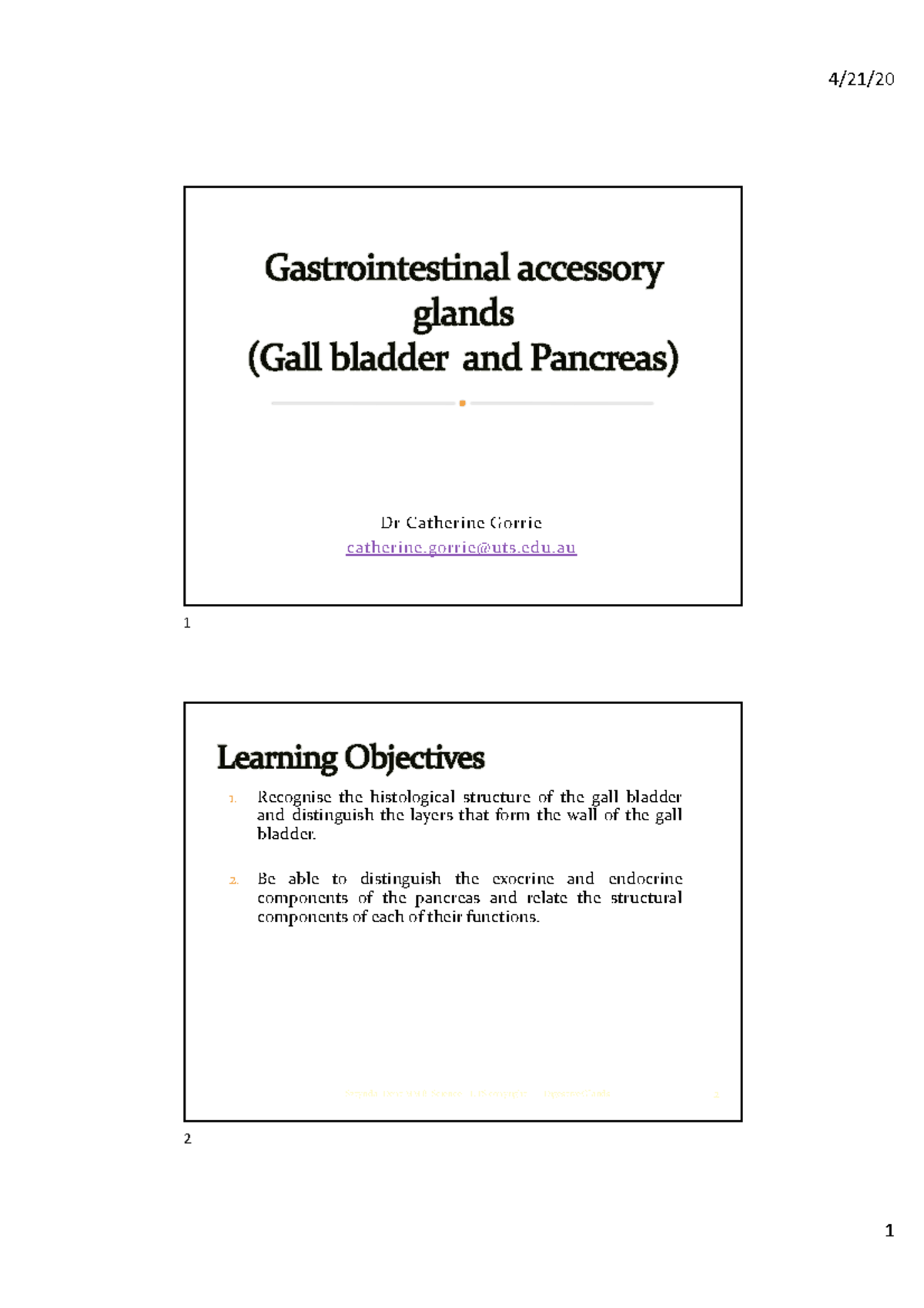 Gall Bladder Pancreas systems slides from UTS histology - 091500 - Studocu