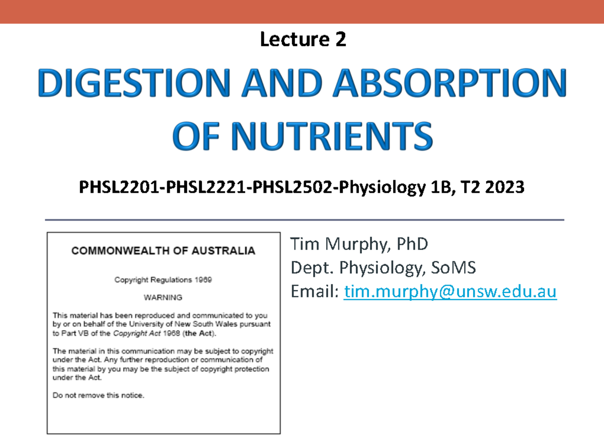 Digestion and Absorption of Nutrients - PHSL2201-PHSL2221-PHSL2502 ...