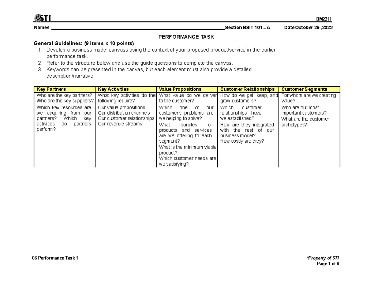 Business-model-canva-group-4 Performance Task 1 - Names Section BSIT ...