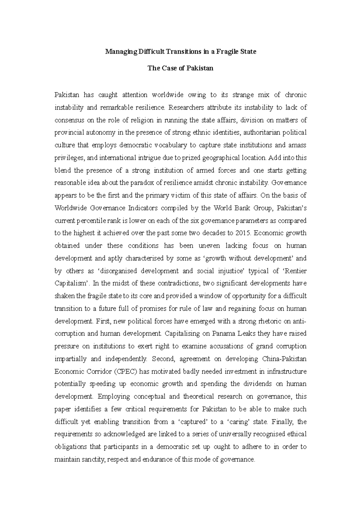 Managing Difficult Transitions - Researchers attribute its instability ...