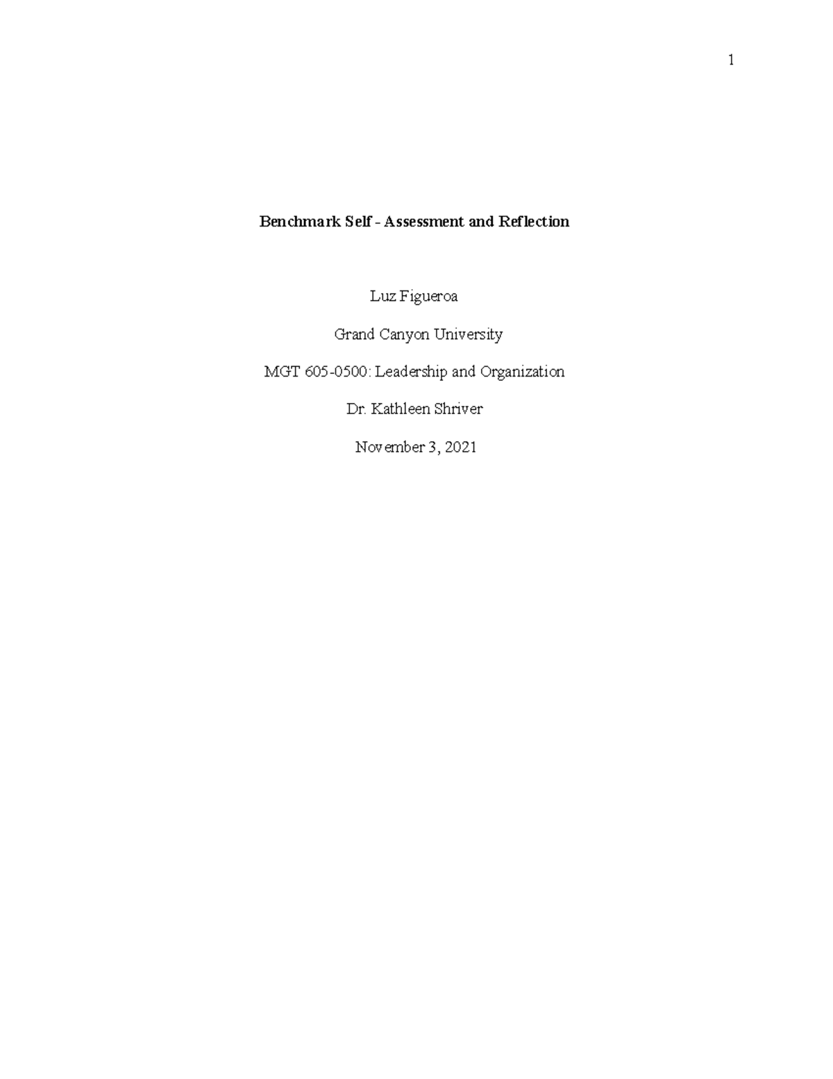 Benchmark Self Assessment and Reflection - Benchmark Self - Assessment ...