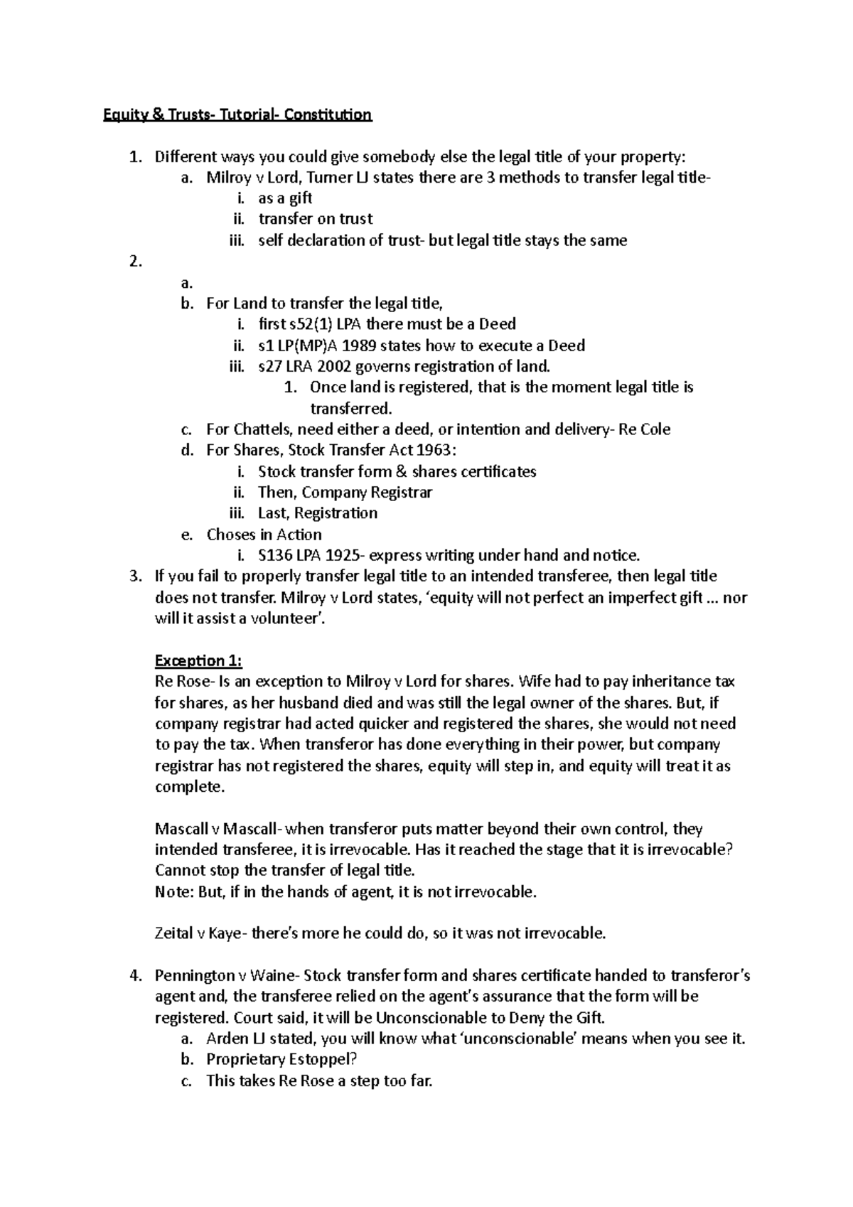 Equity and Trusts -Constitutions - Equity & Trusts- Tutorial ...