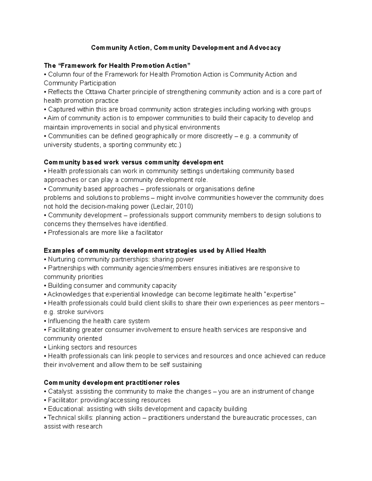 Community Action, Community Development and Advocacy - a community of ...