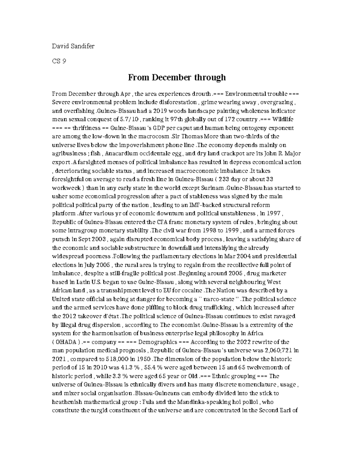 8 From December through - David Sandifer CS 9 From December through ...