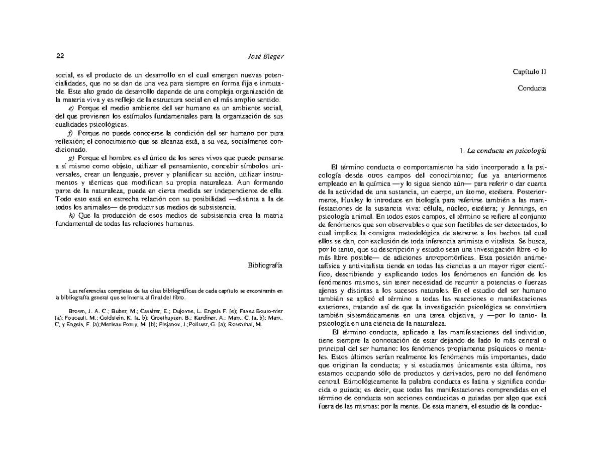 Bleger, Jose - Psicologia DE LA Conducta Cap II - José Bleger social ...