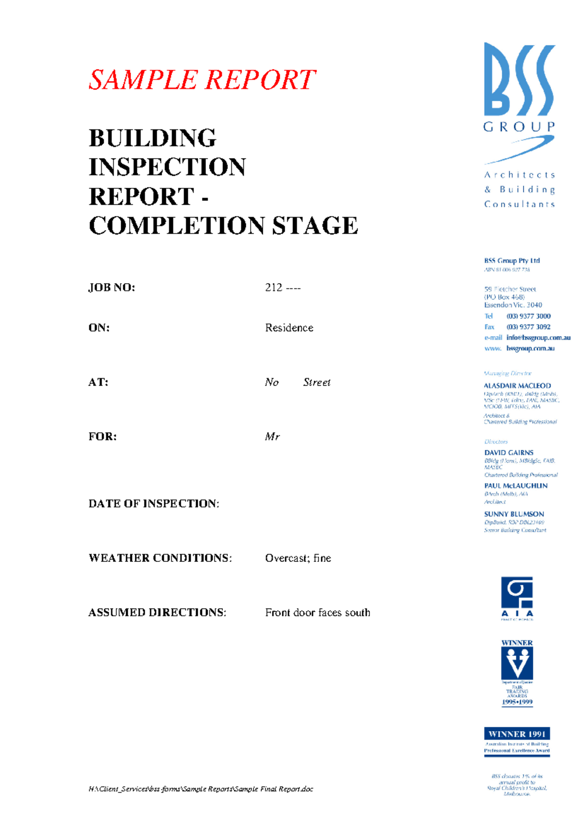 REM 257 Sample-Report-Final - H:\Client_Services\bss-forms\Sample ...