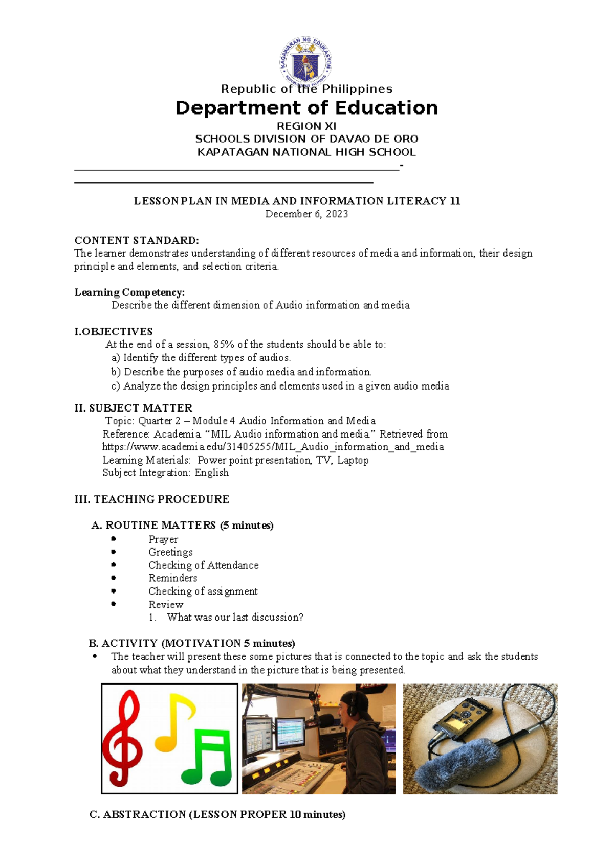 Dec 6 - 555 - Republic of the Philippines Department of Education ...