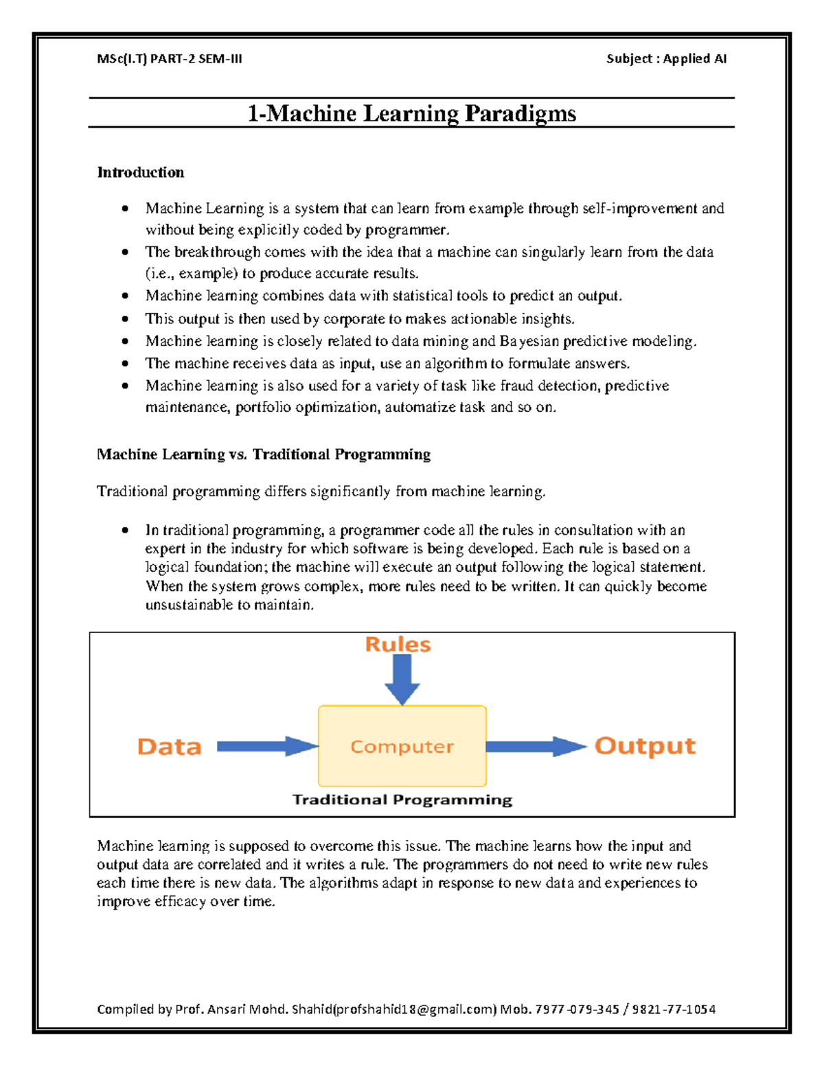 AAI UNIT-III Chap-1(Machine Learning Paradigms) - 1-Machine Learning Paradigms Introduction ...
