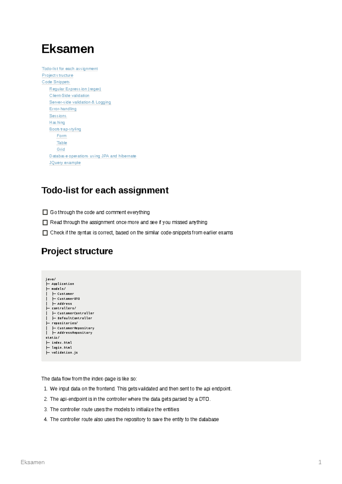 Cheat Sheet Lastet Ned - notes - Eksamen Todo-list for each assignment ...