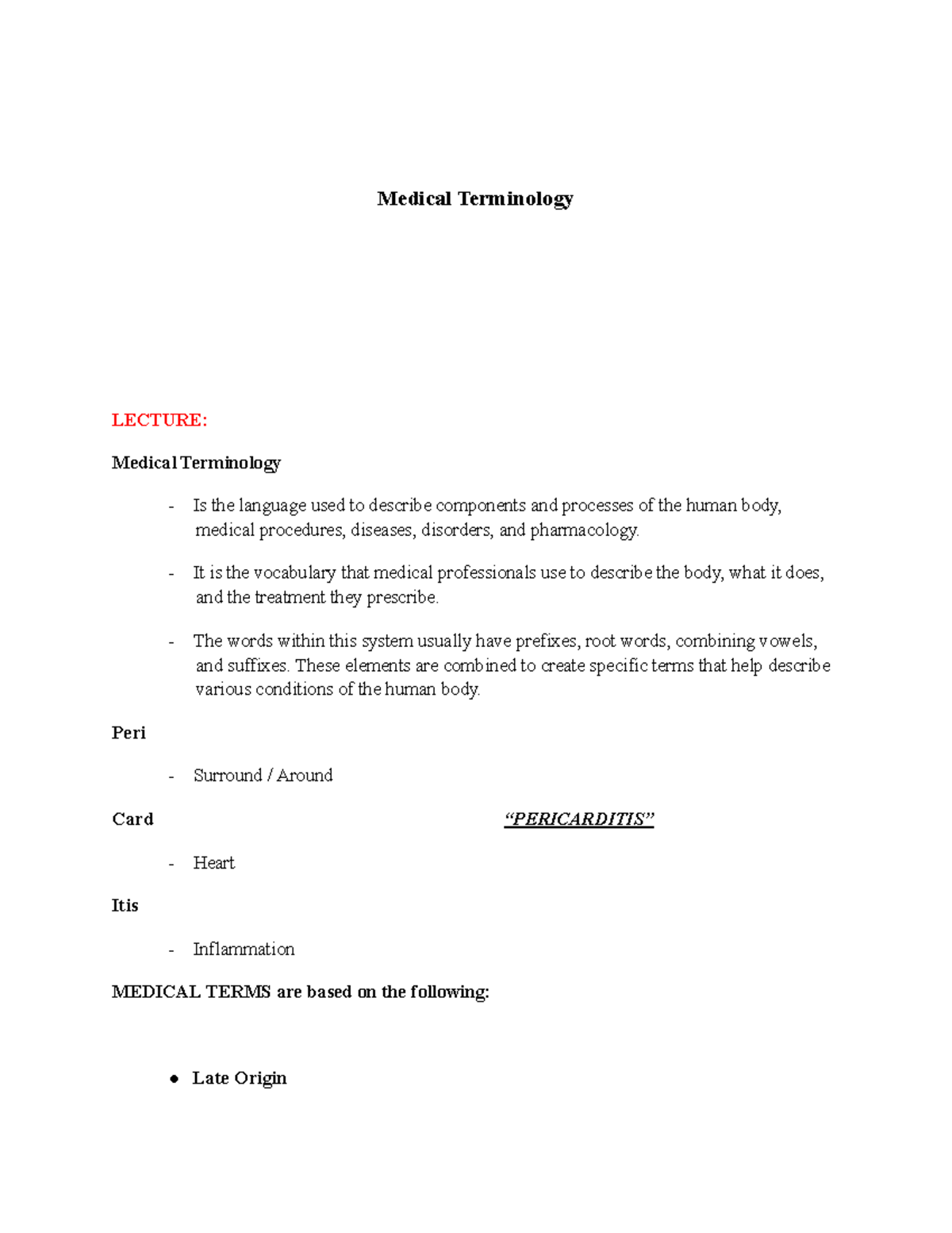Medterm - notes on medical terminologies - DR. JOSE G. TAMAYO MEDICAL ...