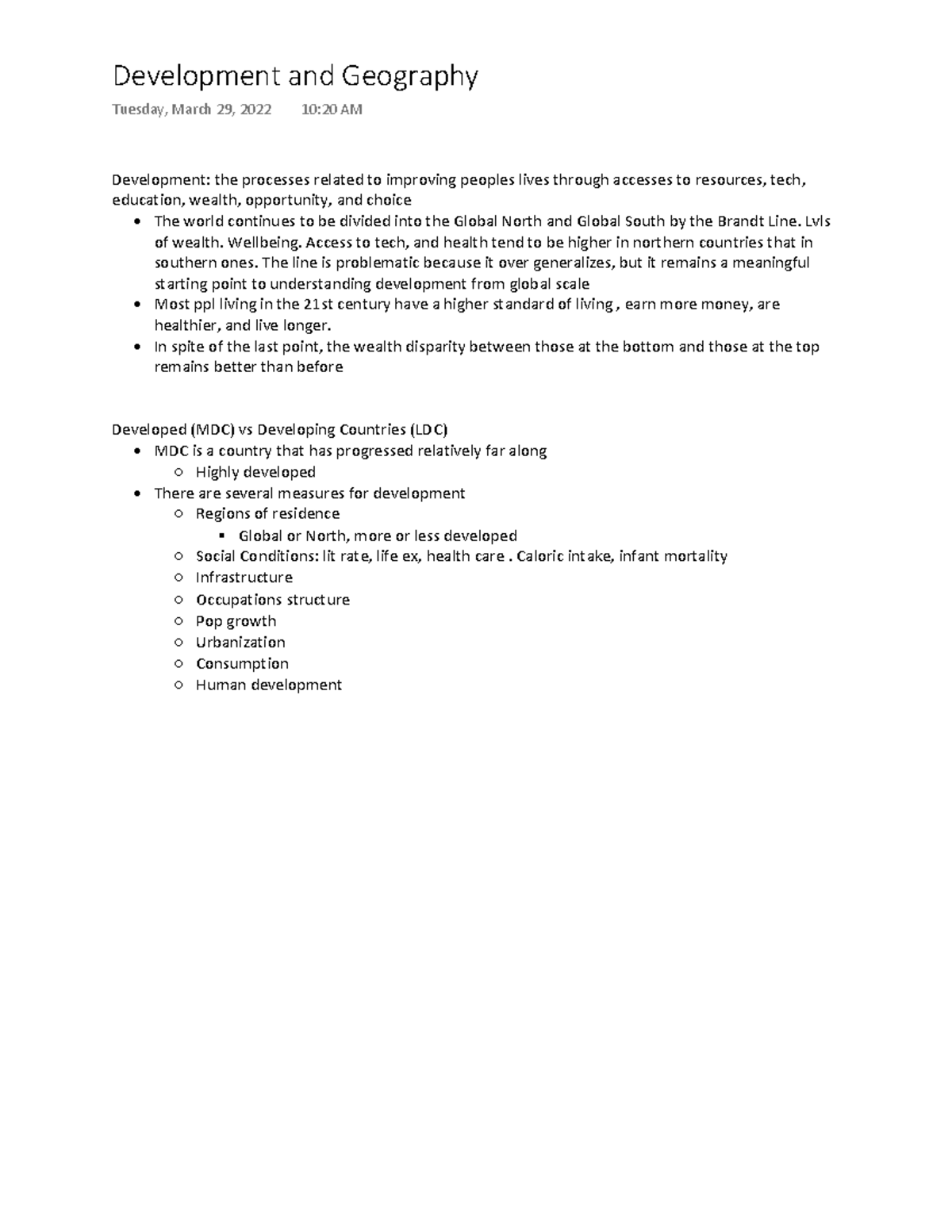 Development and Country - Development: the processes related to ...