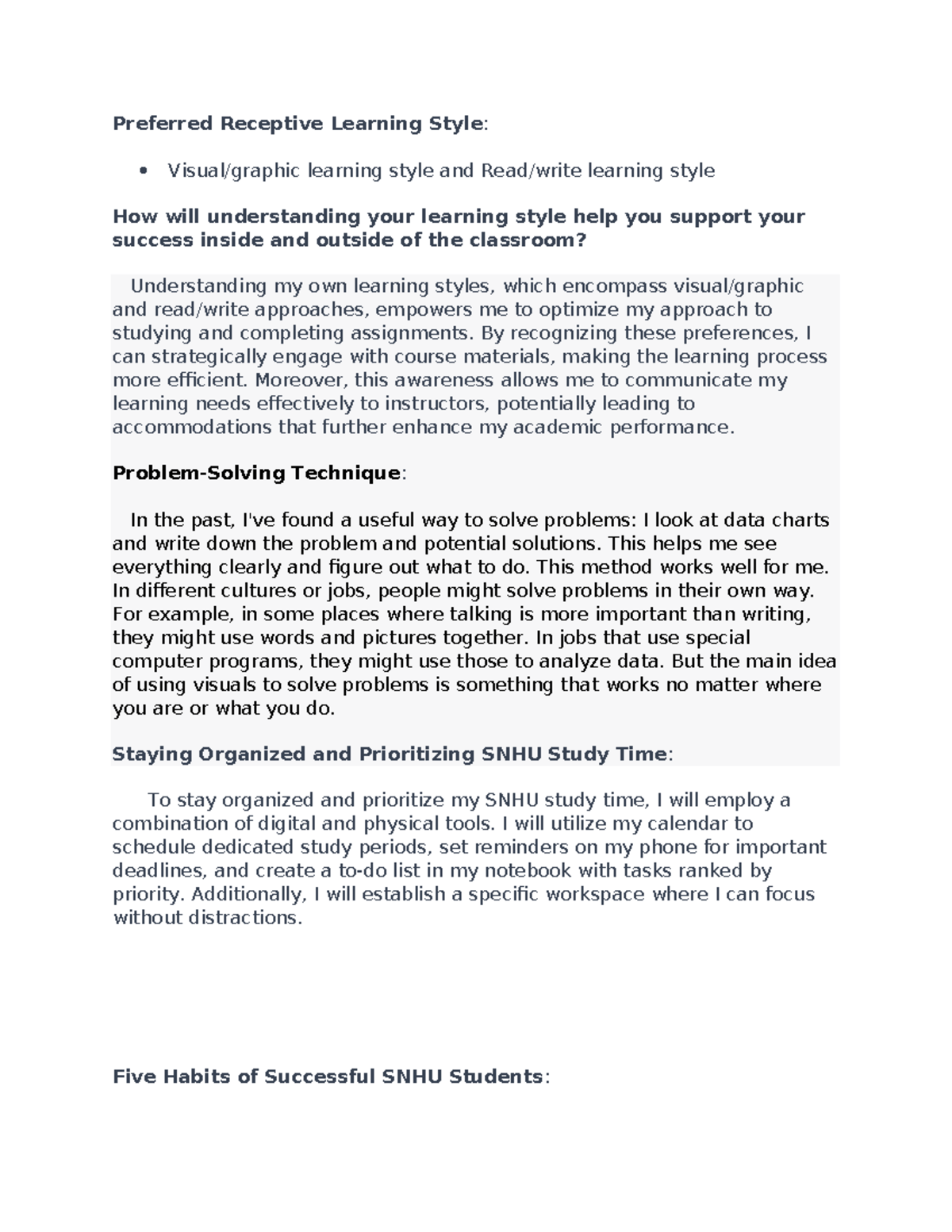 Preferred Receptive Learning Style - By recognizing these preferences ...