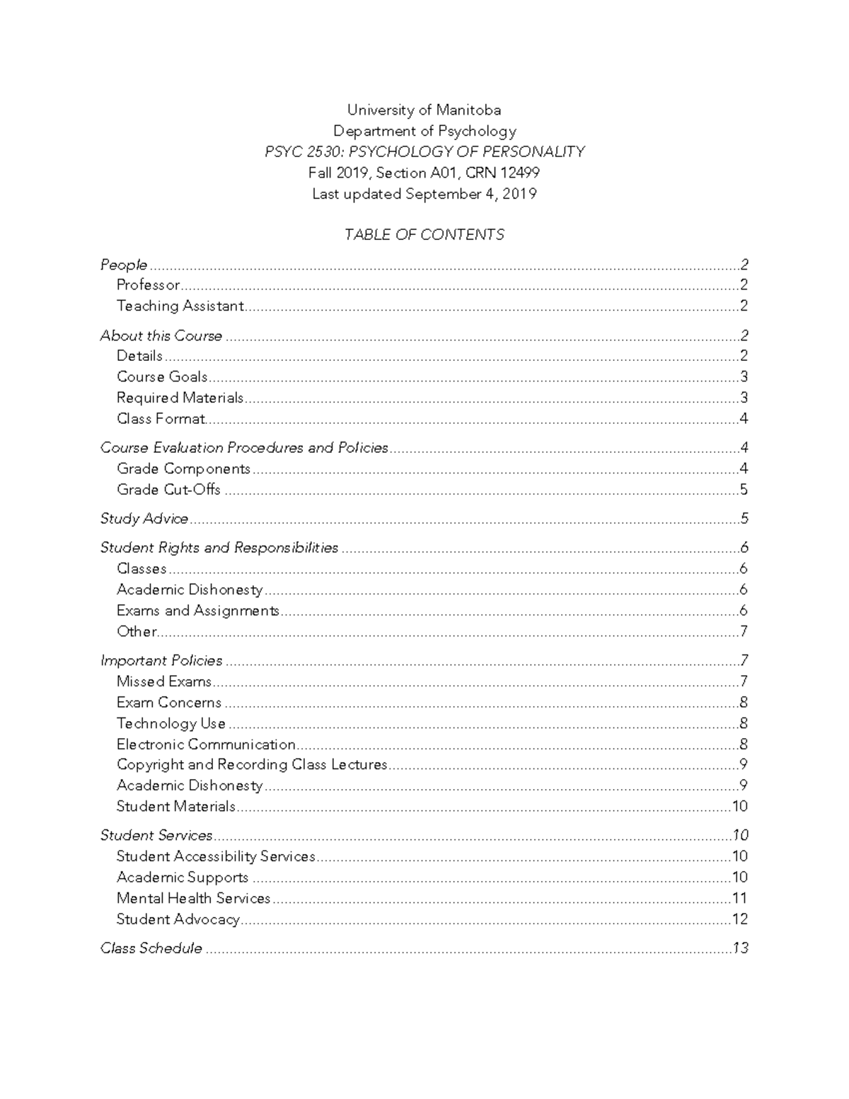 PSYC 2530 A01 Fall 2019 Starzyk 2019-09-04 - Warning: TT: undefined function: 32 University of ...