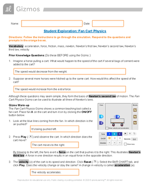 Uniform Circular Motion SE - Gizmo Help - Name: Date: Student ...