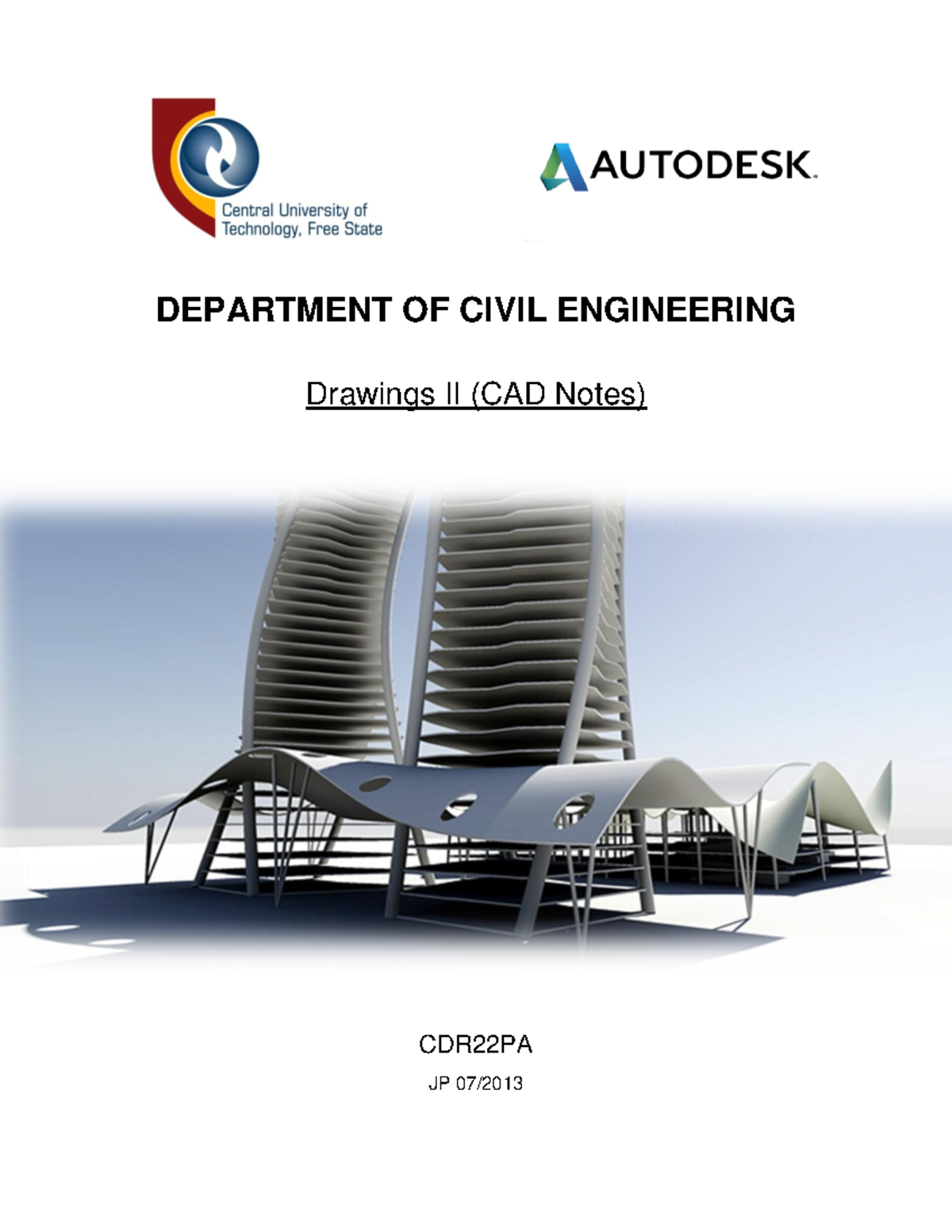 Drawings II (CAD Notes) 2013 - DEPARTMENT OF CIVIL ENGINEERING Drawings ...