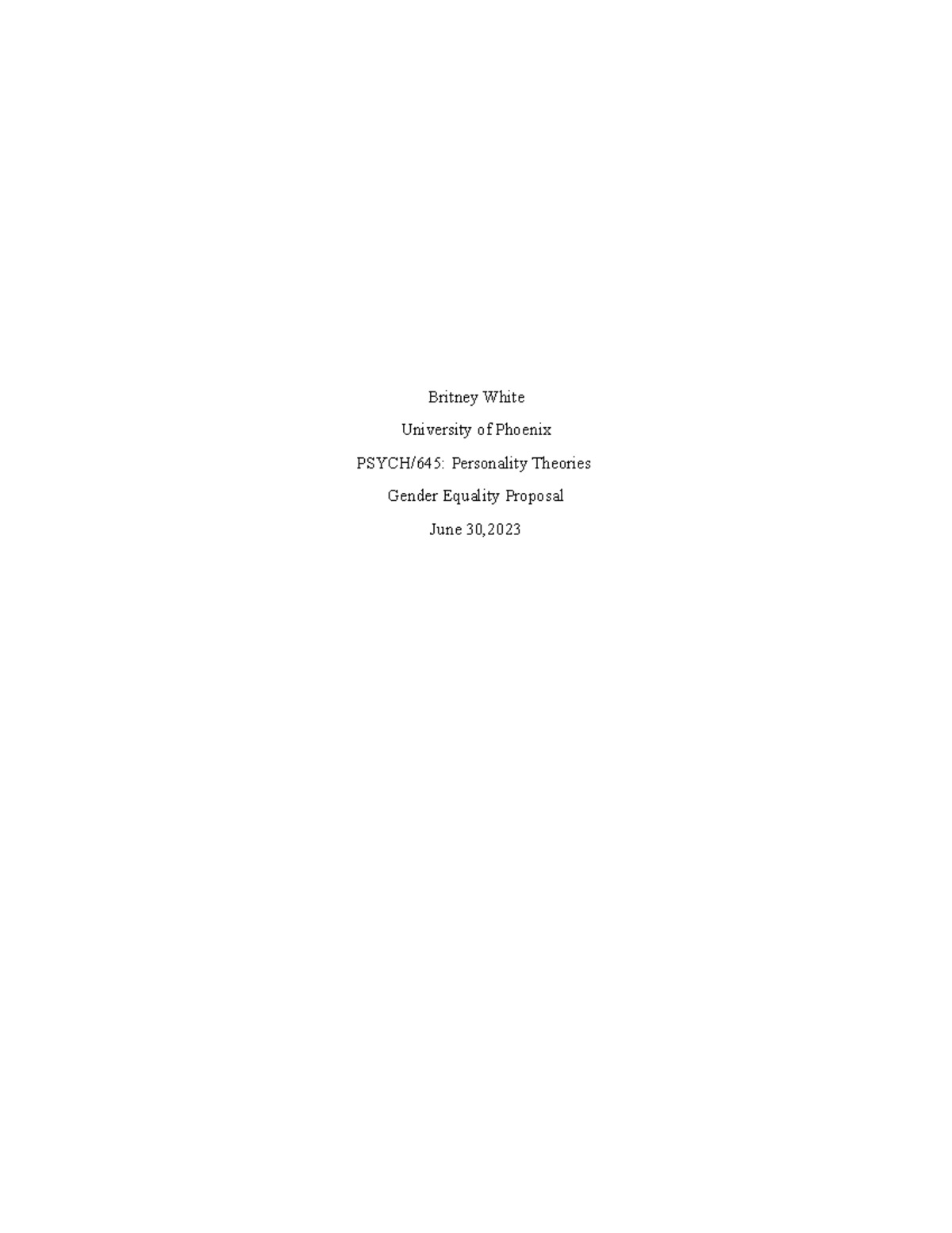 Gender Equality Proposal - ENGR 6601 - Lamar University - Studocu