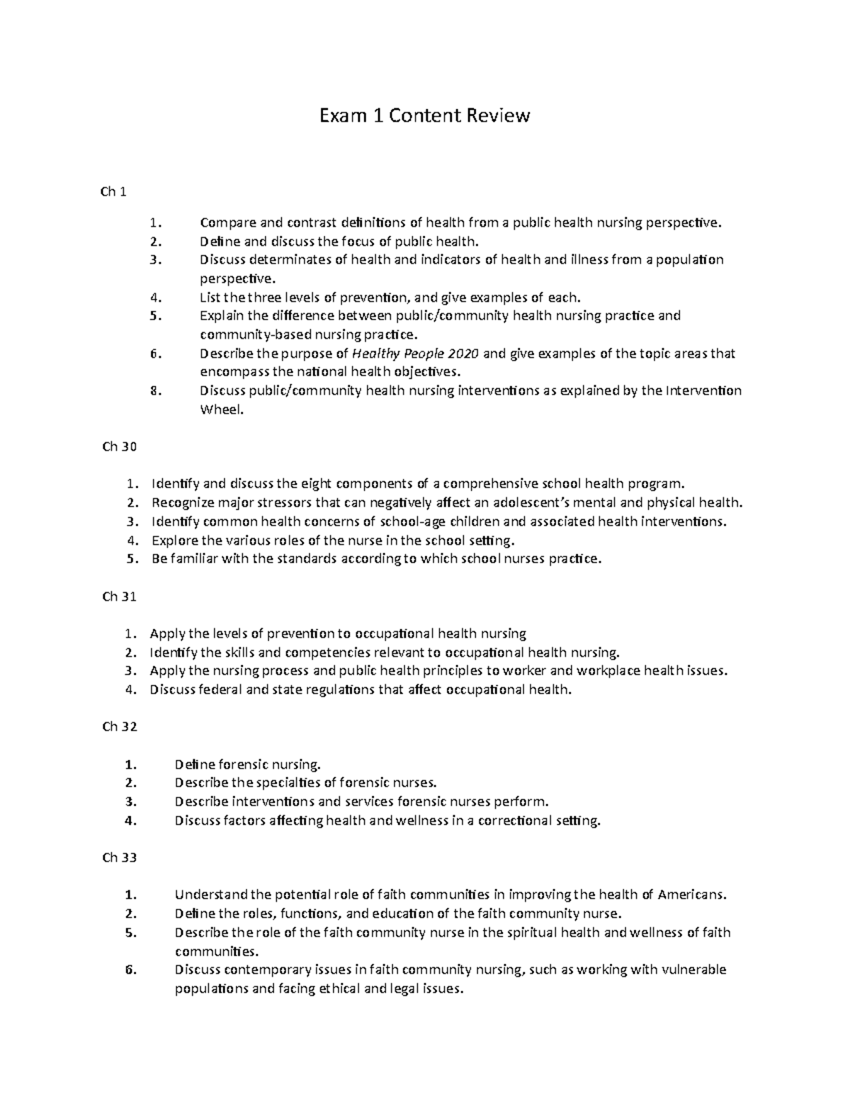 Exam+1+Content+Review - Exam 1 Content Review Ch 1 Compare and contrast ...