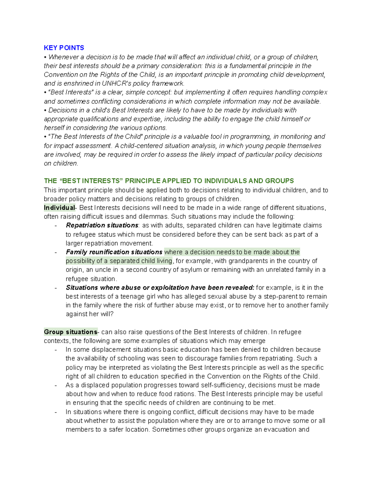 CAD lesson 6 - key points and notes for child and adolescents. - KEY ...