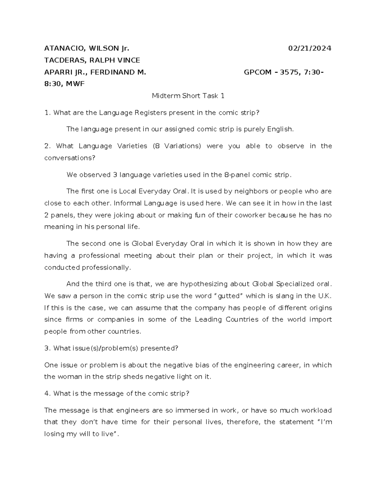 GPCOM- Midterm Short Task 1 - ATANACIO, WILSON Jr. 02/21/ TACDERAS ...