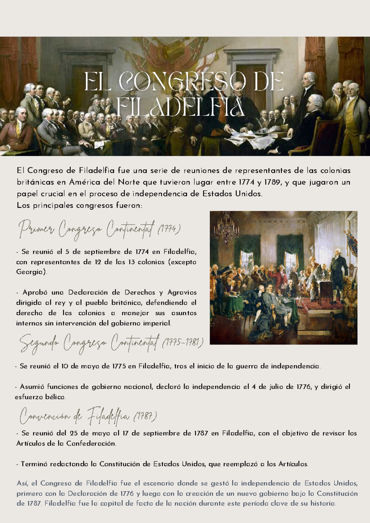 El congreso de Filadelfia - Segundo Congreso Continental (1775-1781) El Congreso de Filadelfia ...