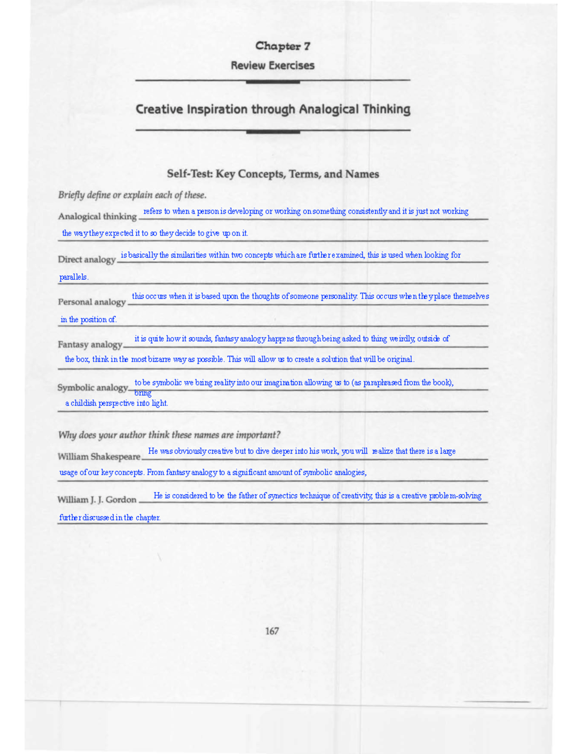 Review Exercises - Ch. 7-1 - Review Exercises Chapter 7 Creative Inspiration through Analogical ...