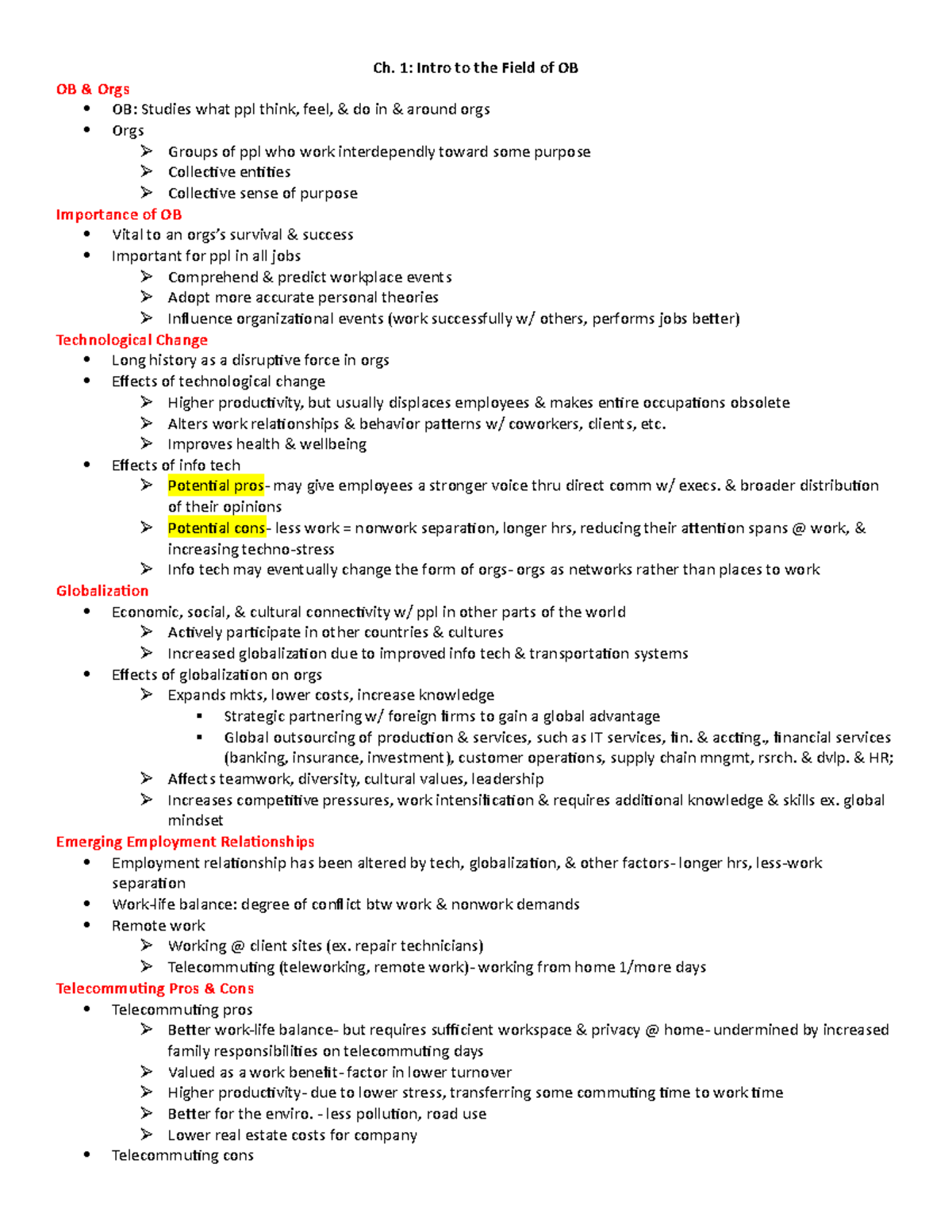 Exam 1 Cheat Sheet - Has all lecture notes from unit 1 - Ch. 1: Intro ...