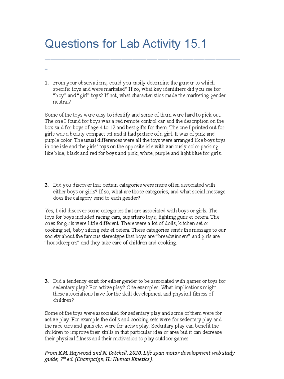 Lab 15 - LAB ASSIGNMENT KIN 180 - Questions for Lab Activity 15. - Studocu