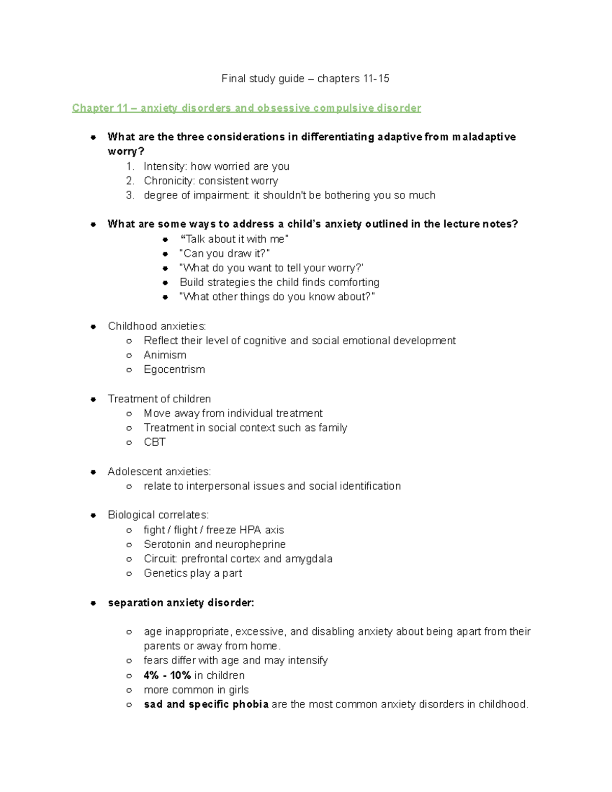 Study guide – chapters 11, 12, 13, 14, 15 - BIO 115 - Studocu