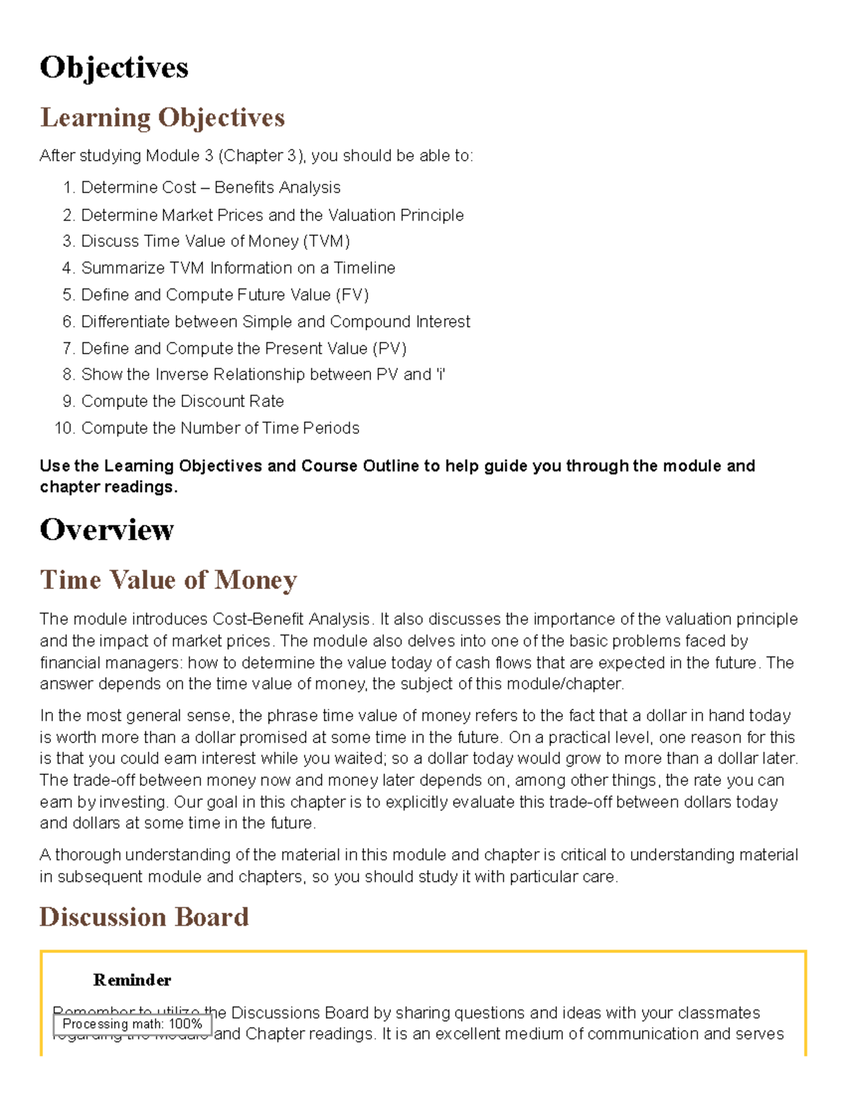 CFIN300, Module 3 - Objectives - Objectives Learning Objectives After ...