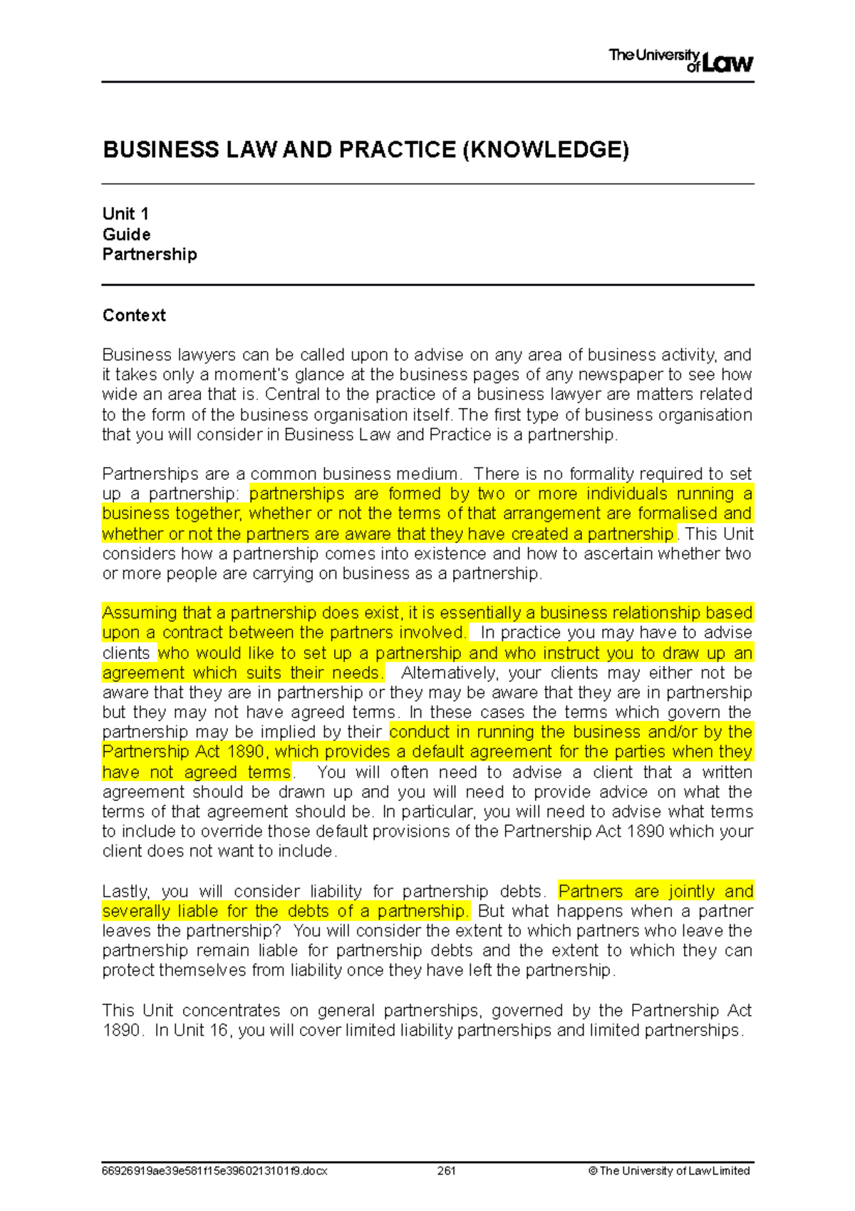 Workshop 1 - BUSINESS LAW AND PRACTICE (KNOWLEDGE) Unit 1 Guide ...