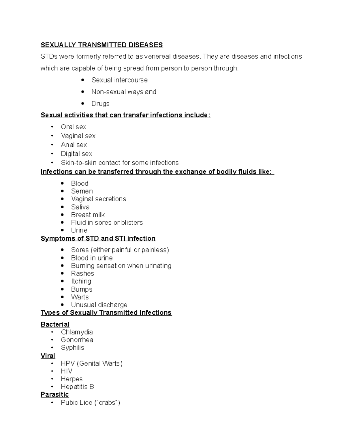 Sexually Transmitted Diseases - SEXUALLY TRANSMITTED DISEASES STDs were ...