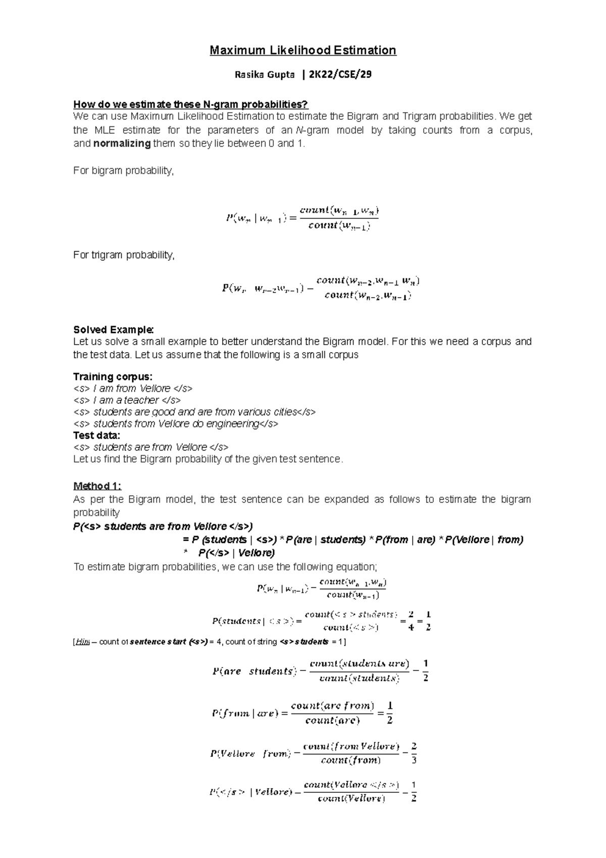 Maximum Likelihood Estimation - We get the MLE estimate for the ...