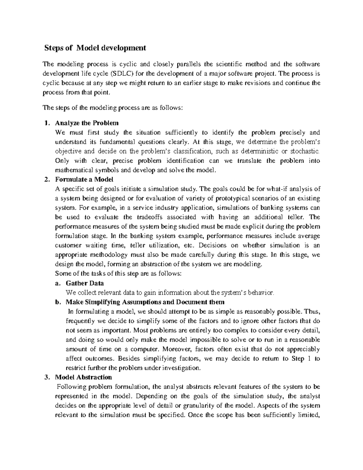 Model development-Steps - Steps of Model development The modeling ...