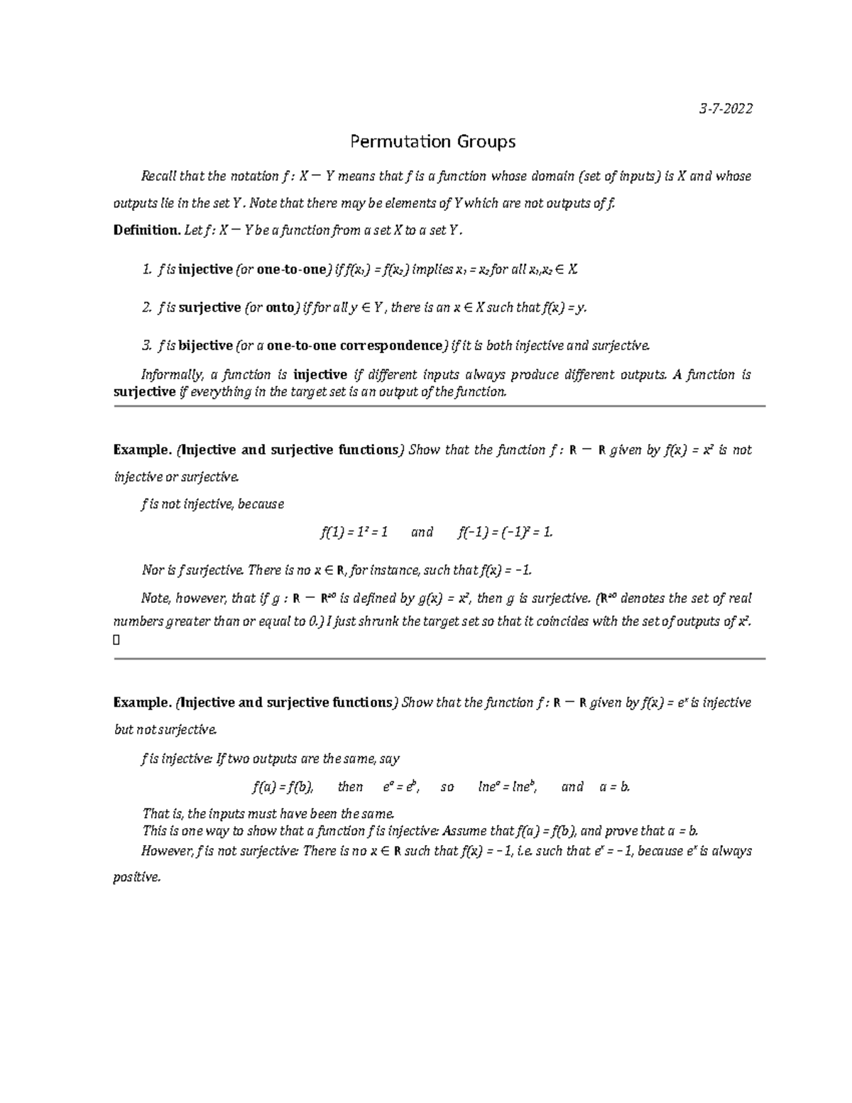 Permutation Group Lecture Notes Of Math 3 7 Permutation Groups Recall That The Notation F