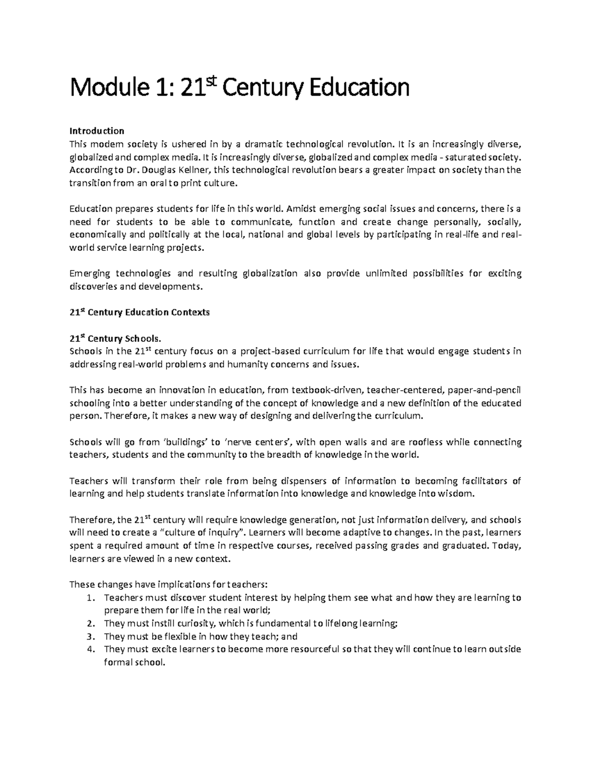 Module 1 21st Century Education - Module 1 : 21 st Century Education ...
