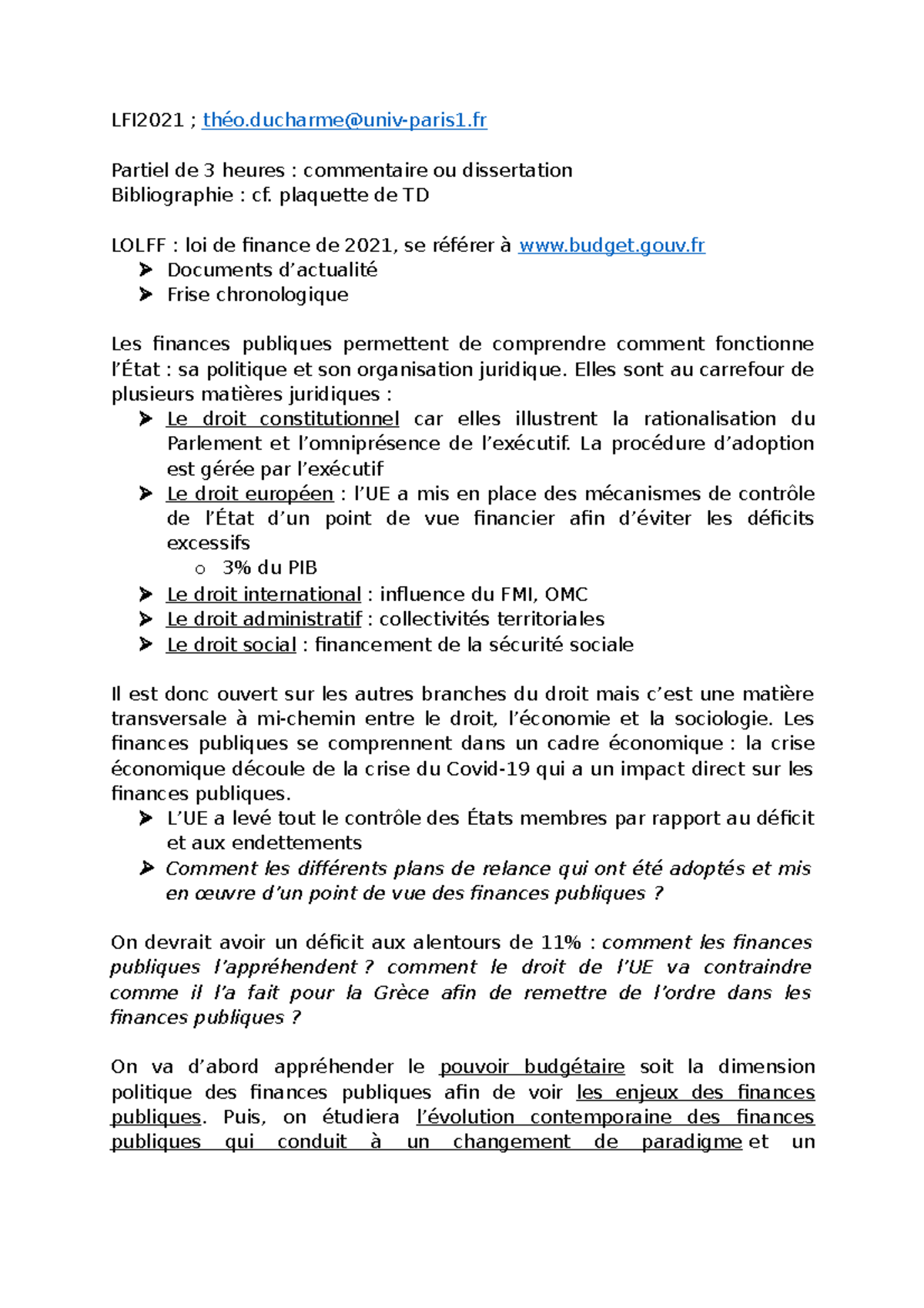 Intro FP - LFI2021 ; théo@univ-paris1 Partiel de 3 heures : commentaire ...