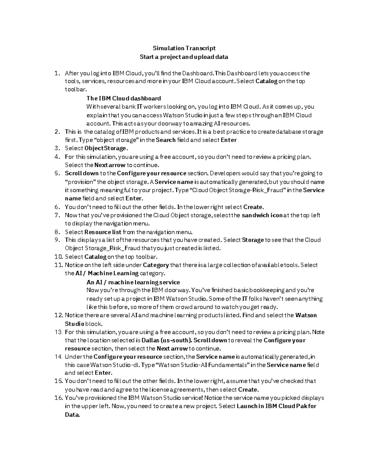 Start A Project And Upload Data Transcript En Simulation Transcript 1564