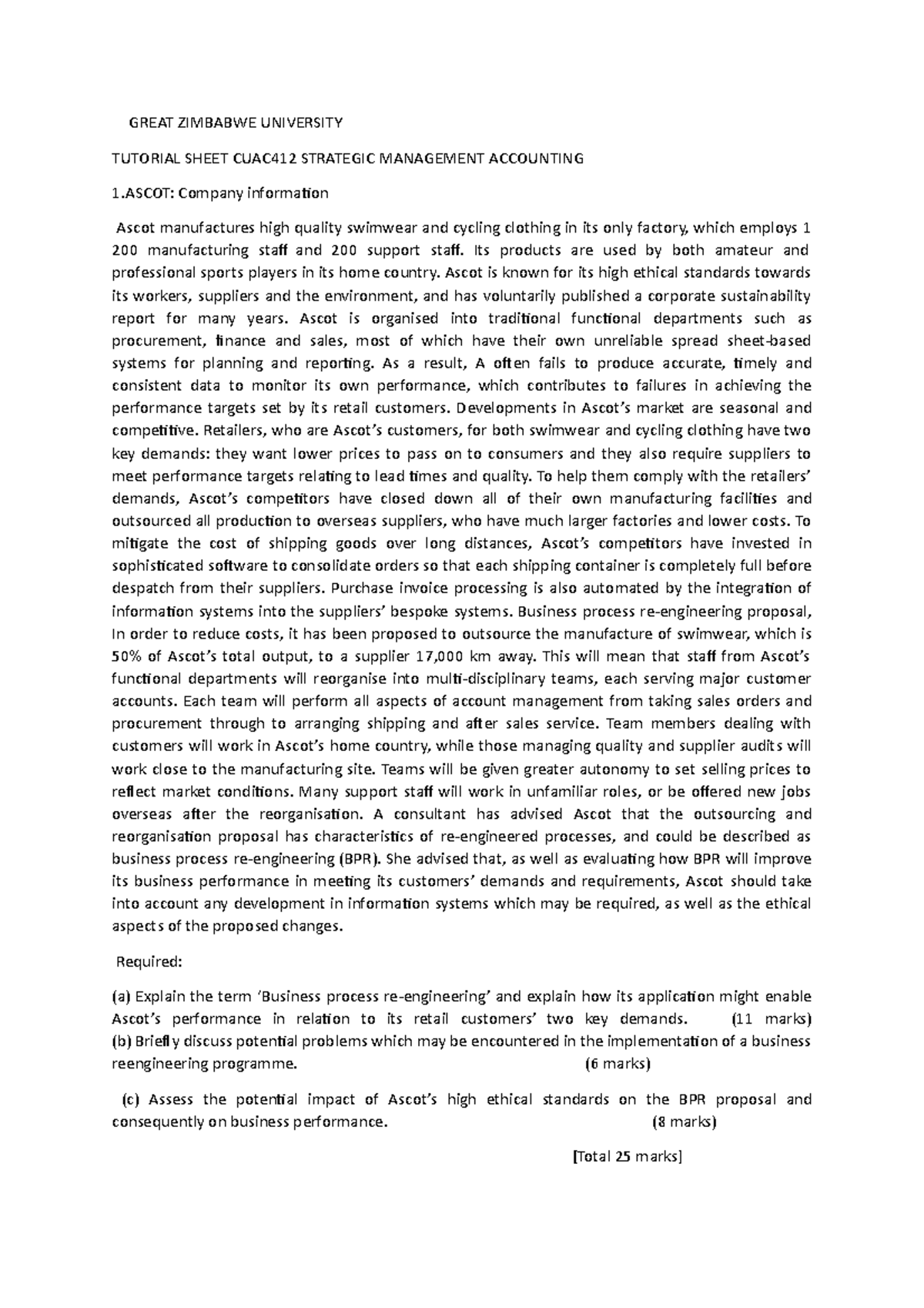 Tutorial Sheet OF 2021 - GREAT ZIMBABWE UNIVERSITY TUTORIAL SHEET ...